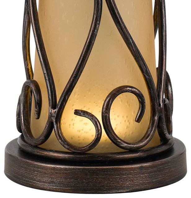 3 Way Table Tamp With Frosted Glass Body and Fabric Shade, Beige and ...