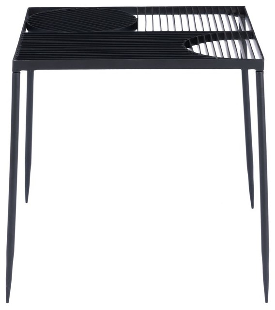 Modern Contemporary Accent Side End Table Console, Black, Steel, Lounge ...