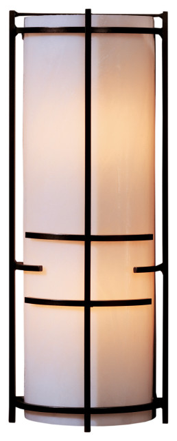 Extended Bars Sconce, Bronze Finish, White Art Glass - Transitional ...