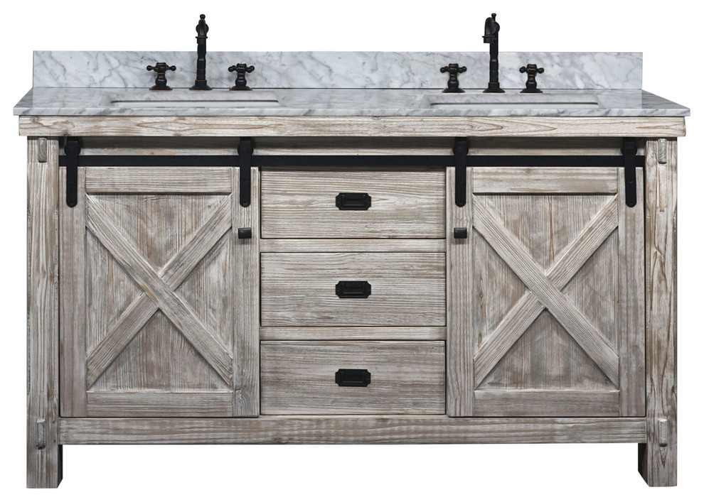 Double Sink Bathroom Vanity With Barn Doors - Artcomcrea