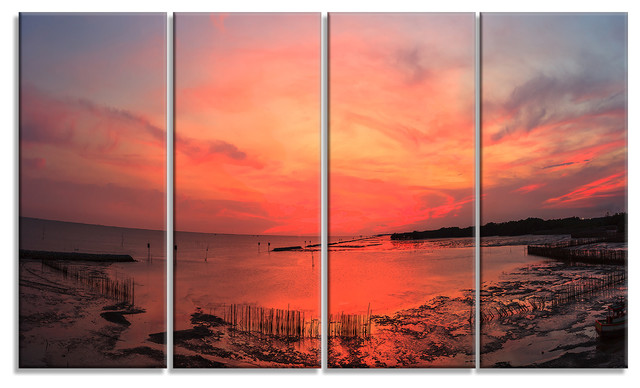 "Outstanding Panorama of Sunset in Sea" Metal Wall Art, 48"x28" - Beach ...