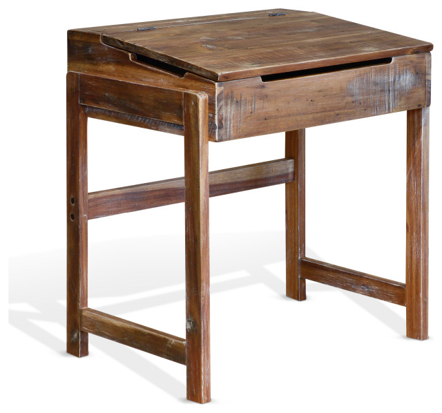 Distressed Rustic Wood Home Office School Desk - Transitional - Desks ...