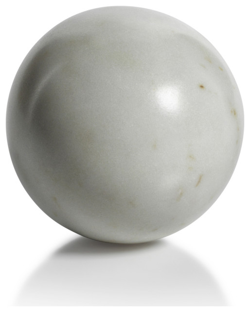 Monza White Marble Fill Decorative Balls, Set of 4, 3.5" - Contemporary ...