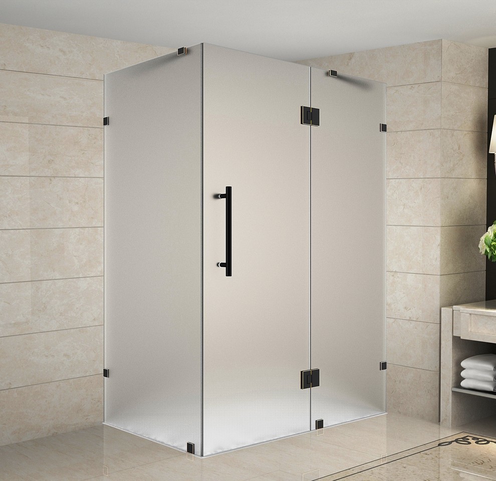 Avalux Frameless Shower Enclosure Frosted Glass, Oil Rub Bronze, 48"x38"x72" - Contemporary ...