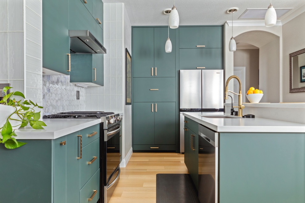 Stunning matte green kitchen remodel - Contemporary - Kitchen ...