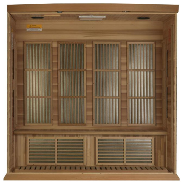 4-Person Corner Near Zero Emf(Under 2Mg) Far Infrared Sauna (Canadian Red Cedar) - Traditional ...