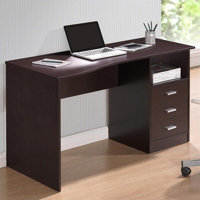 Scranton & Co 3-Drawer Wood Computer Desk with Shelf in Espresso/Wenge ...