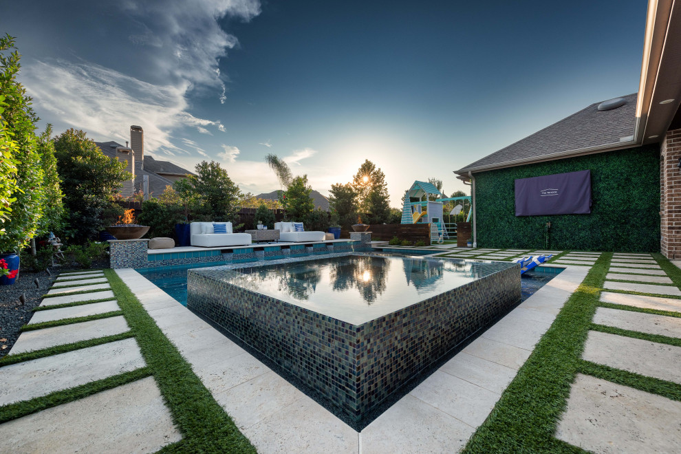 Small Space Modern Contemporary Straight Line Pool - Modern - Houston ...