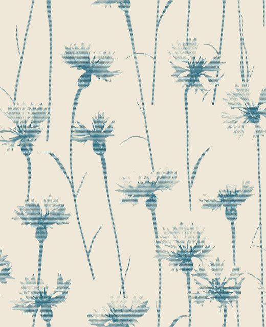 Dalia Blue Cornflower Wallpaper, Swatch - Contemporary - Wallpaper - by Brewster Home Fashions ...