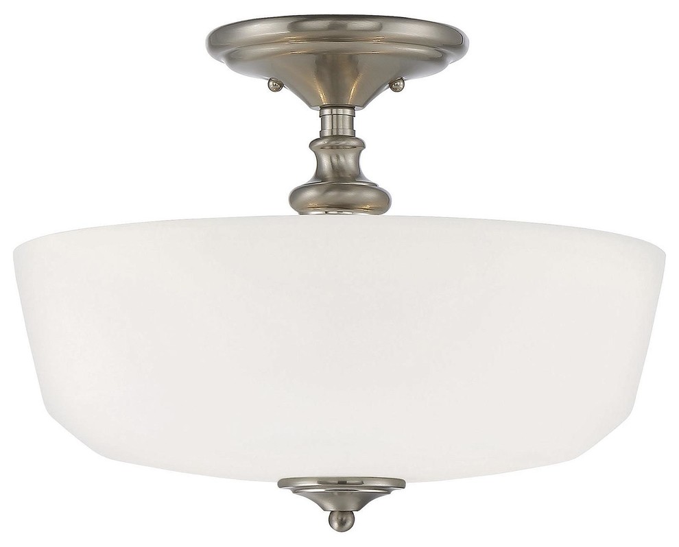 Melrose 2-Light Semi-Flush Mount, Satin Nickel - Traditional - Flush ...