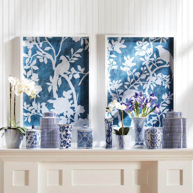 2-Piece Aviary Cyano Print Set - Contemporary - Prints And Posters - by ...