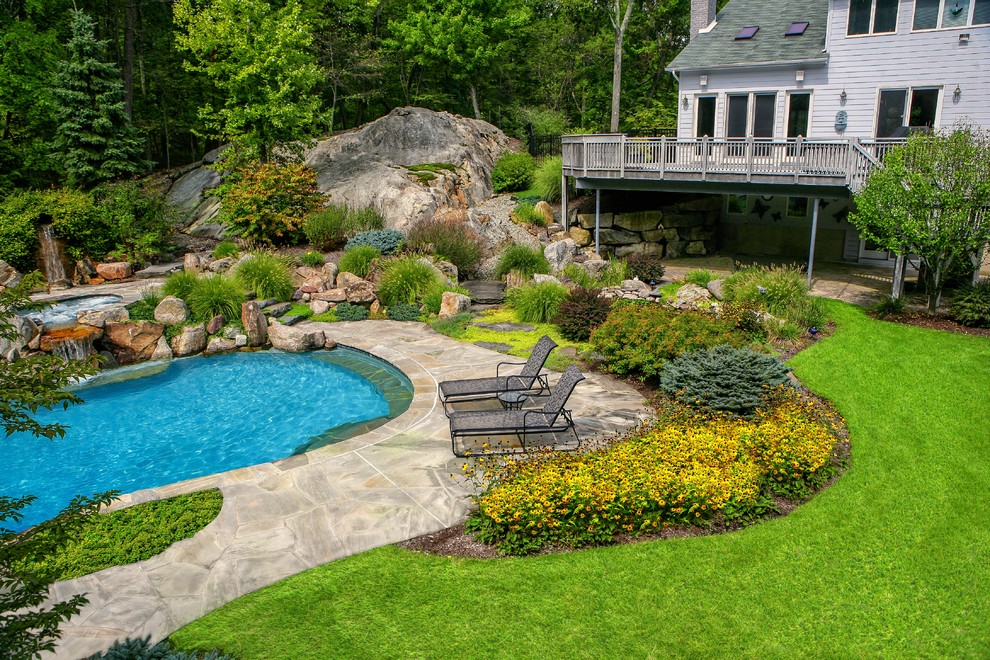 Kinnelon, NJ Natural Poolscape with Waterfalls & Koi Pond - Traditional ...