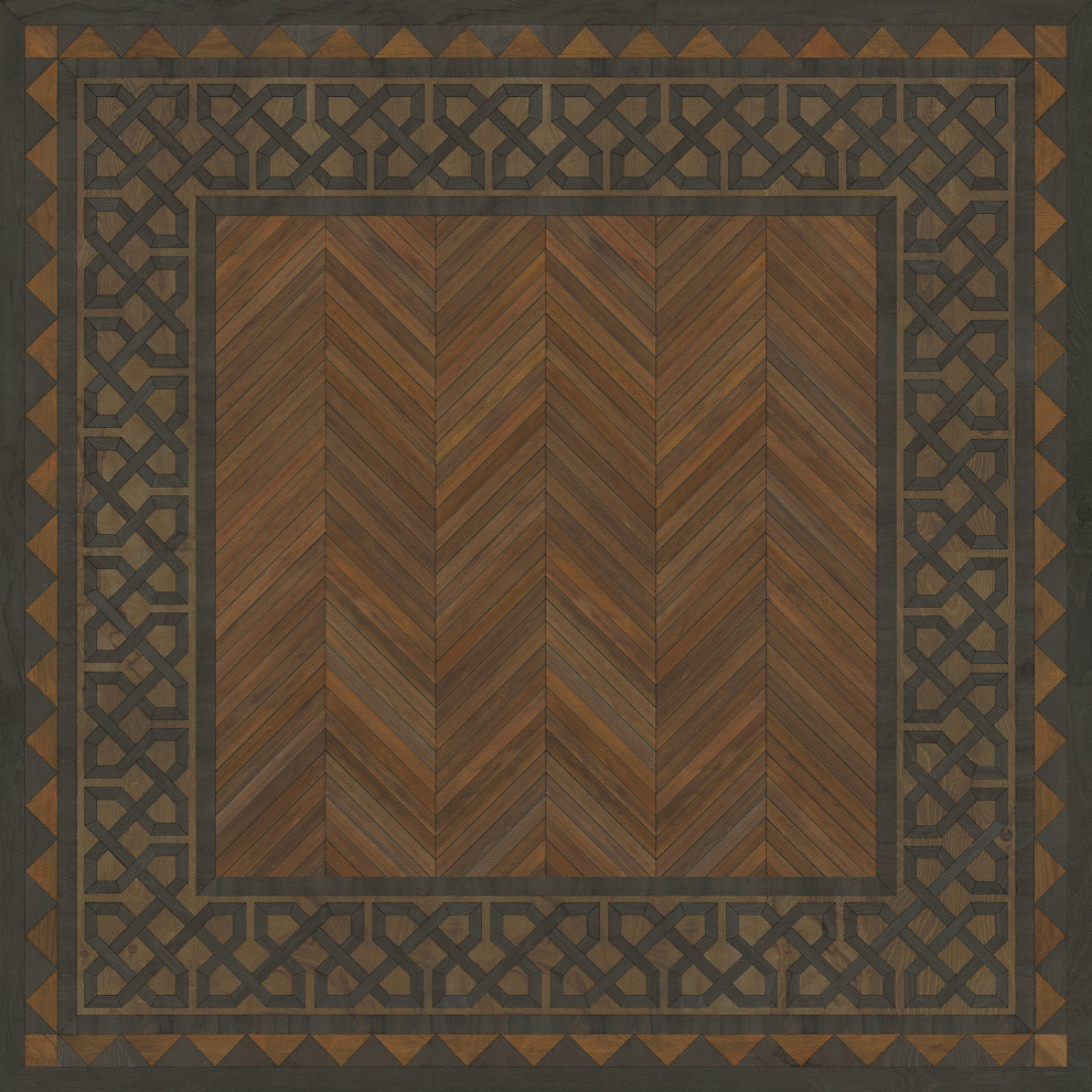 Artisanry University, Wharton 60x60 Vintage Vinyl Floorcloth, Brown ...