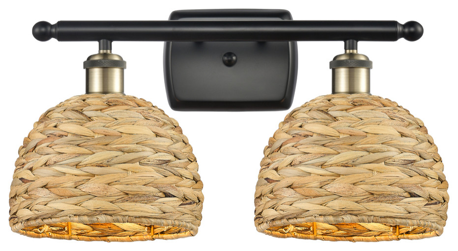 Woven Rattan 2 18" Bath Vanity-Light Antique Brass - Tropical ...