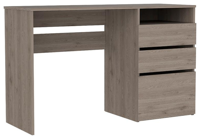 TUHOME Dublin Three Drawer Computer Desk Engineered Wood Desks in Black ...