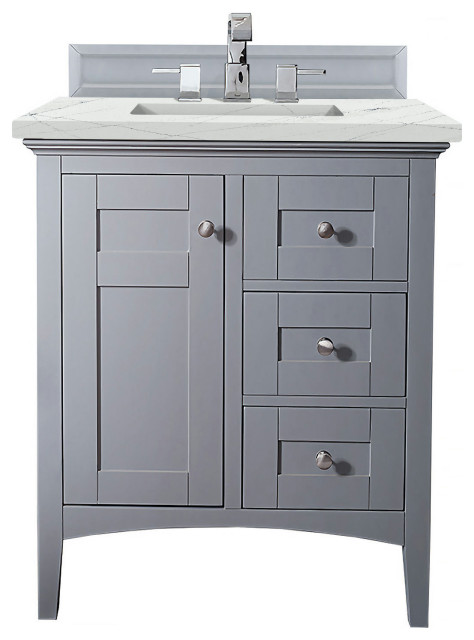 Palisades 30" Single Vanity, Silver Gray, w/ 3 CM Ethereal Noctis ...