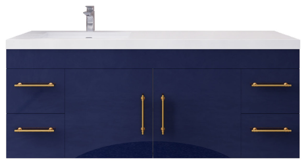 Rosa 60" Wall Mounted Vanity with Reinforced Acrylic Sink (Left Side ...