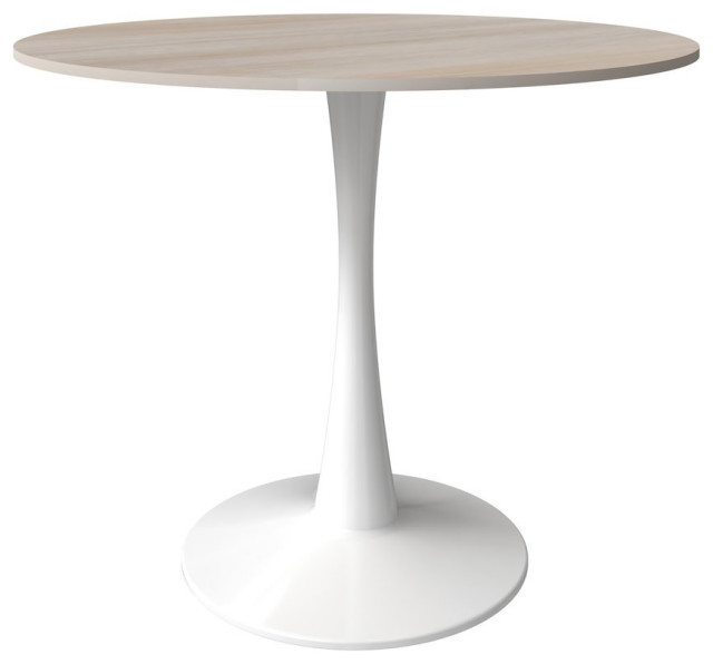 Bristol 35 round dining table White base with marbled MDF top ...