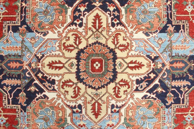 Aria Heriz Moursal Rust/Blue Rug, 9'10x13'10, 9'10 x 13'10 ...