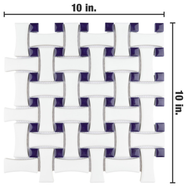Metro Dog Bone Basketweave Porcelain Mosaic Tile Sample - Traditional ...