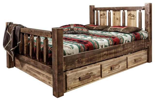 Montana Woodworks Homestead Wood Full Storage Bed with Moose Design in ...