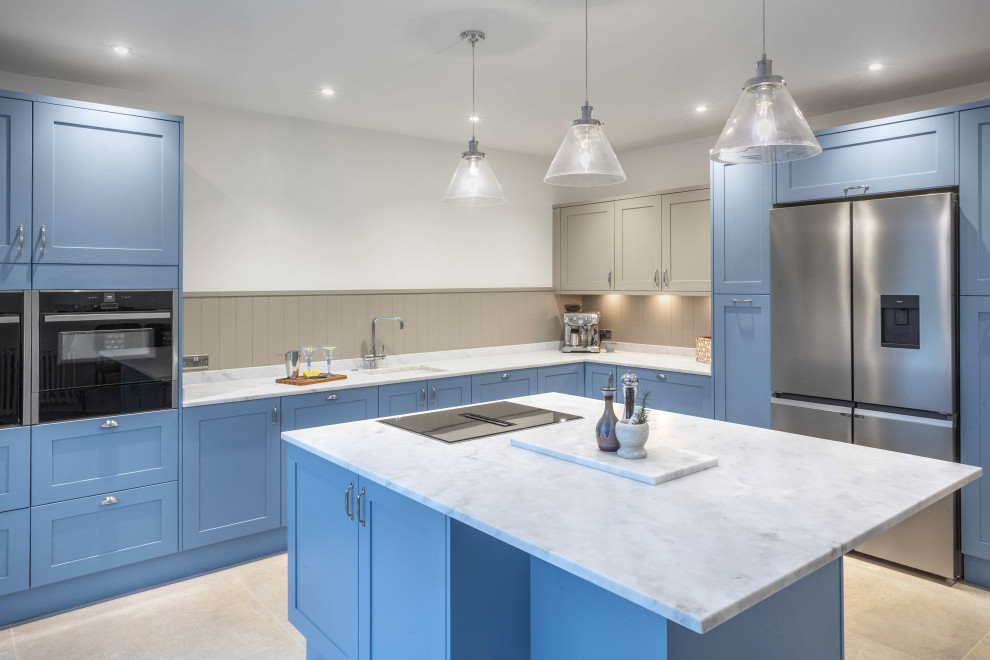 Coastal Mist Blue Painted Ash Shaker kitchen - Coastal - Kitchen ...