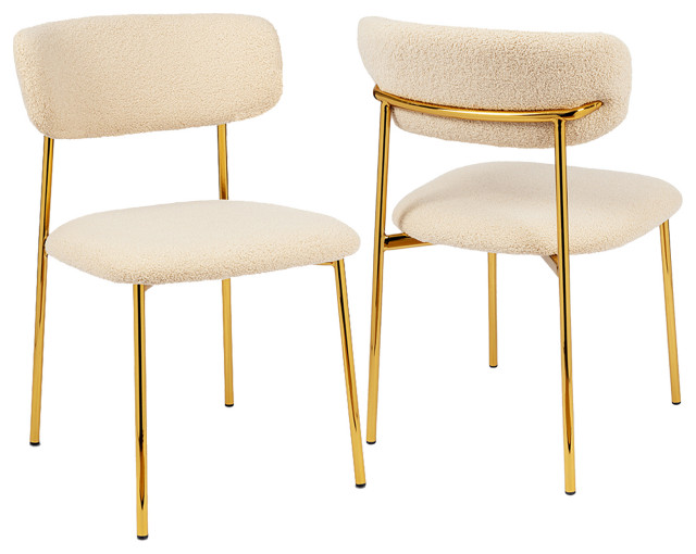 Set of 2 Sherpa Golden Frame Side Chairs - Midcentury - Dining Chairs ...