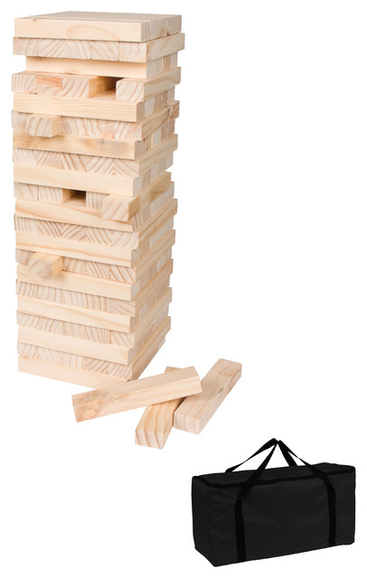 60 Piece Giant Wooden Stacking Puzzle Game, Carry Case - Contemporary ...