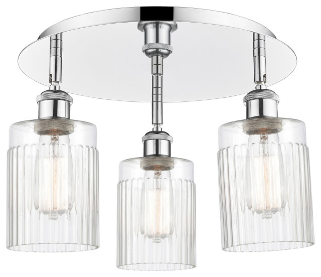 Hadley-3 Light 16" Flush Mount-Polished Chrome, Clear Glass Shade ...