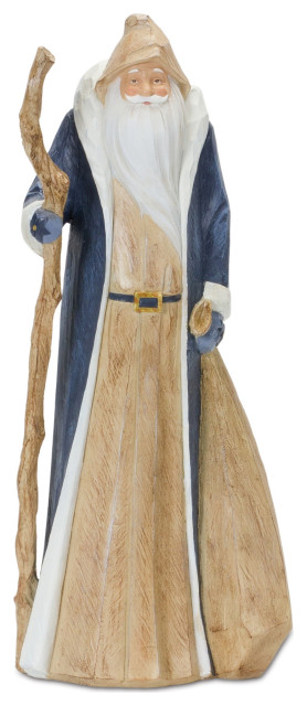Rustic Santa Statue With Staff 15.75"H - Rustic - Holiday Accents And ...
