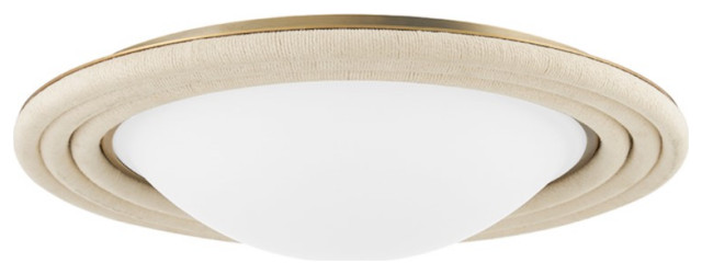 Troy Lighting Zion 1-Light 16" Flush Mount, Patina Brass/Opal, C8916 ...