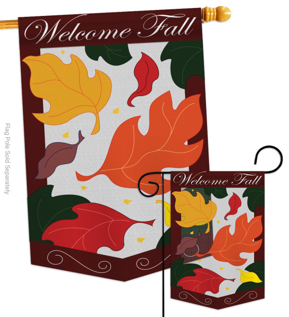 Welcome Fall Leaves Fall Harvest & Autumn Flags Set, 28" X 40" X 0.1 ...