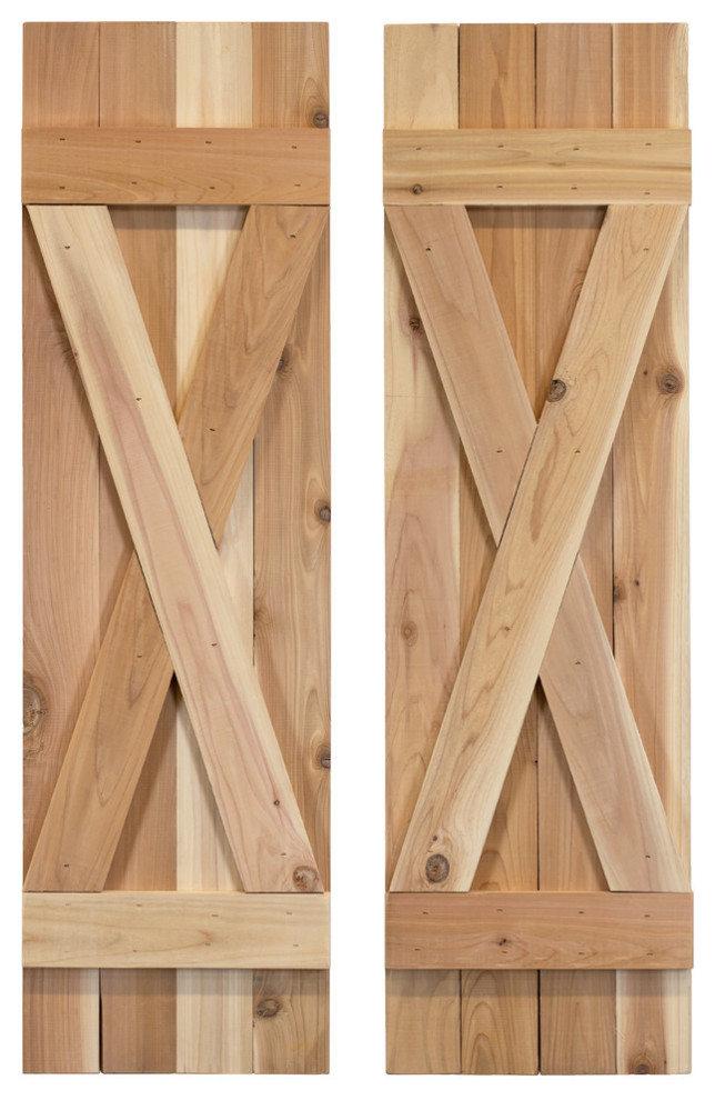X Board and Batten Exterior Shutters Pair, 48" - Traditional - Exterior ...