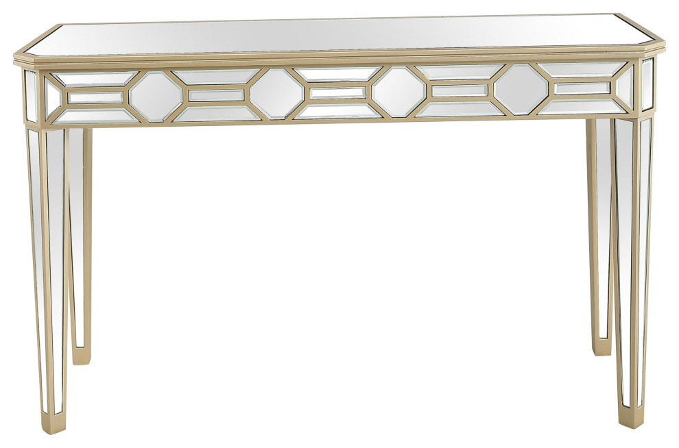 Gold Trimmed Mirrored Console Table - Contemporary - Console Tables ...