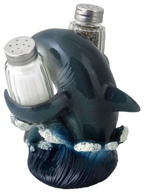 Great White Shark on Waves Glass Salt and Pepper Shaker, 3-Piece Set ...