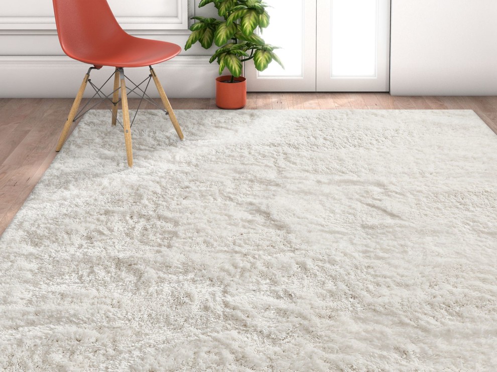 Celeste Olympic Peppercorn Gray Modern Solid Shag Area Rug CE-08, 5'3 ...