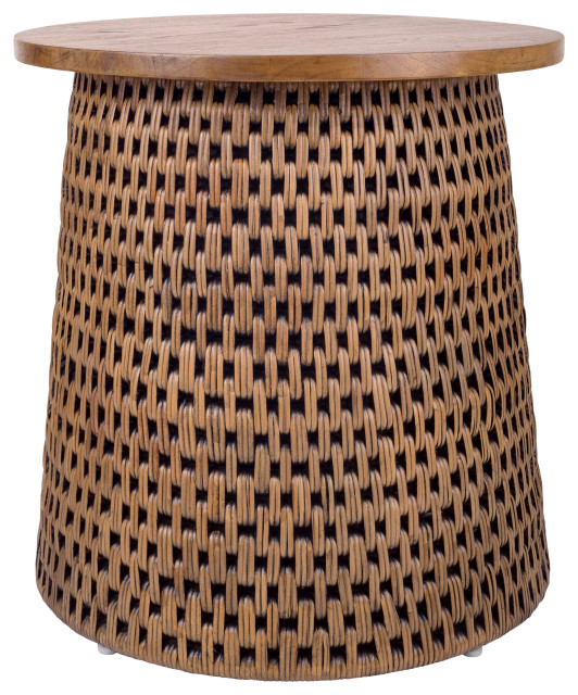 Kamari Rattan Coffee Table/ End Table With Wood Top, End Table ...