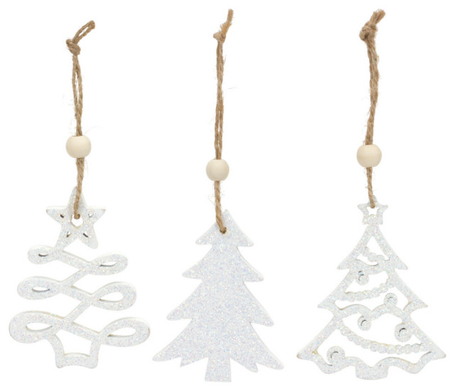 Wood Tree Ornament, 9-Piece Set - Traditional - Christmas Ornaments ...