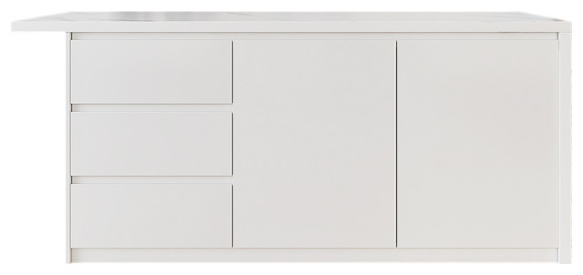 72" Large White Kitchen Island With Storage Kitchen Cabinet Marble ...