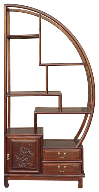 Chinese Brown Half-Round Shape Display Curio Cabinet Room Divider ...