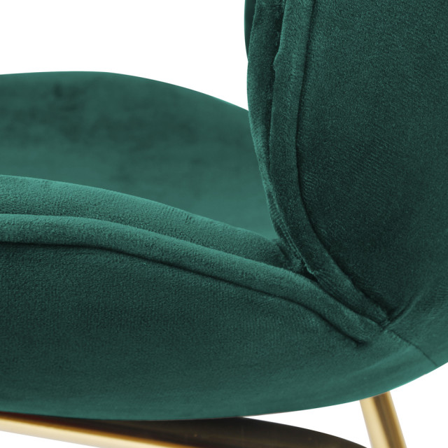 Green Velvet Shell Dining Chairs With Gold Legs, Set of 2 - Midcentury ...