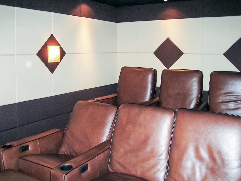 Home Theaters with Stretched Fabric Acoustic Wall Finishing - Home ...