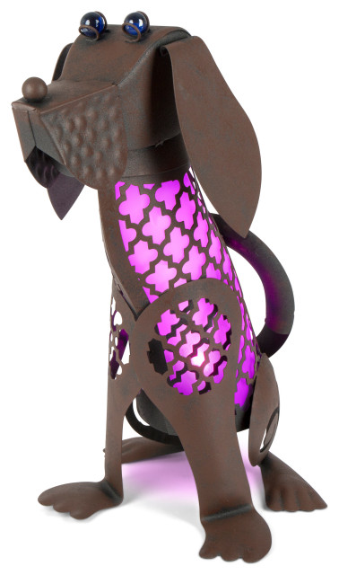 15.5" Solar Lighted Garden Meadow Dog - Contemporary - Novelty Lighting ...