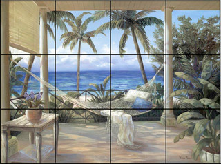 Tile Mural, Tropical Porch Ii by Vivian Flasch - Tropical - Tile Murals ...