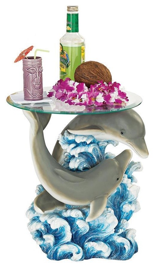 Dolphin Cove Glass Topped Table - Beach Style - Coffee Tables - by ...