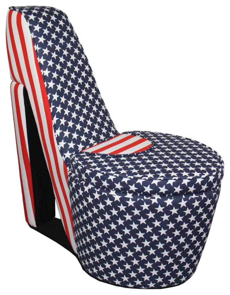Benzara BM204209 Flag Print High Heel Shaped Chair with Storage ...