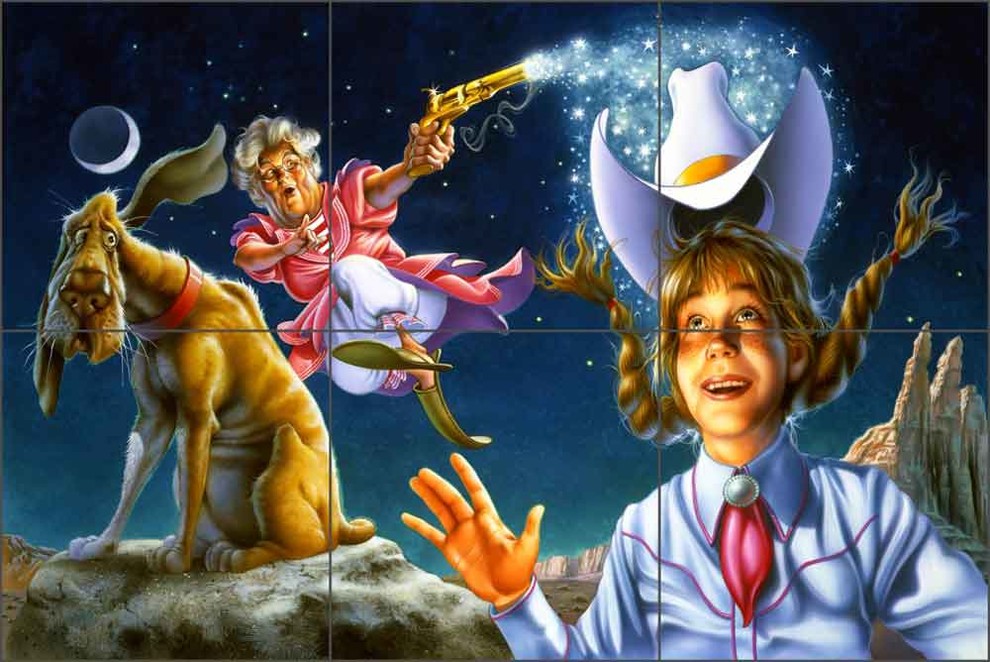 Ceramic Tile Mural Backsplash, Cowgirl by Bruce Eagle - Contemporary ...