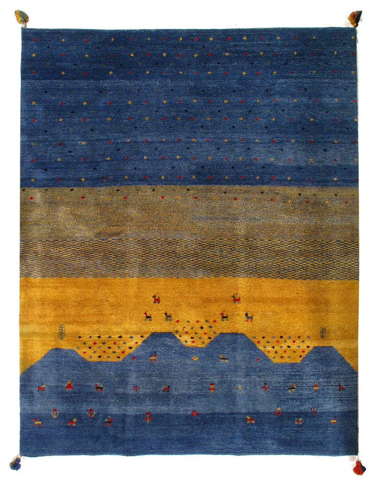 Gold and Blue Gabbeh Design 8'x10' - Southwestern - Area Rugs - by ...
