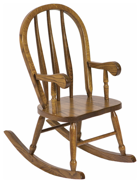 Amish Made Oak Child's Spindle Back Rocker - Traditional - Kids Chairs ...