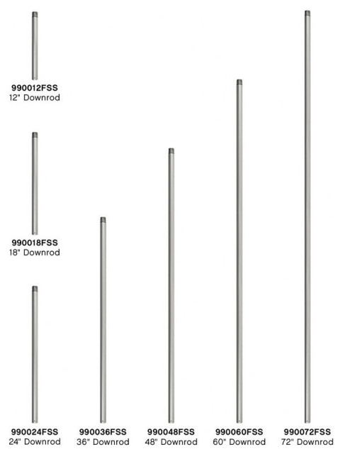 Ceiling Fan Downrod-72 Inch Down Rod Length-Satin Steel Finish ...